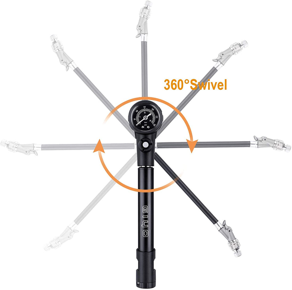 2-in-1 Bike Tire Pump & Shock Pump for Mountain, 300 PSI High Pressure ...