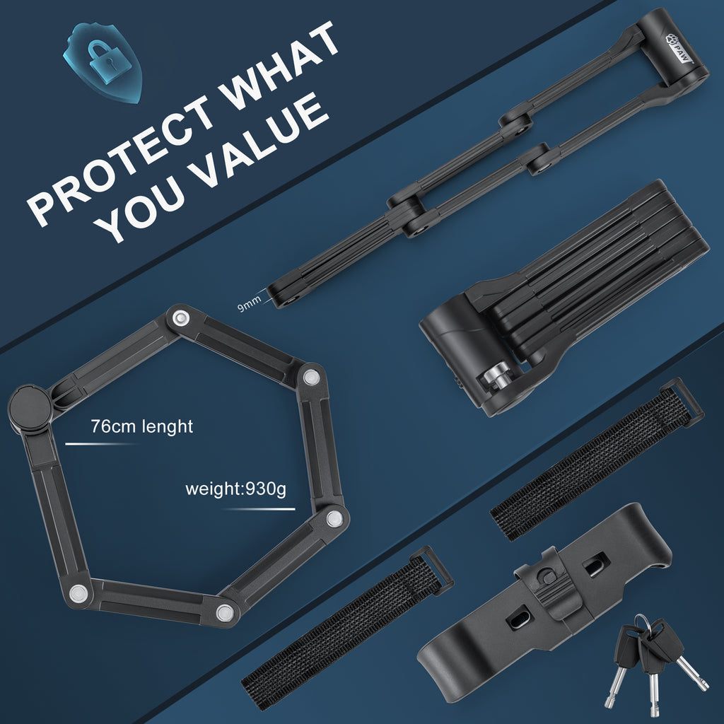 Folding Bike Lock with 3 Keys - Anti Theft Strong Security Bicycle Loc ...