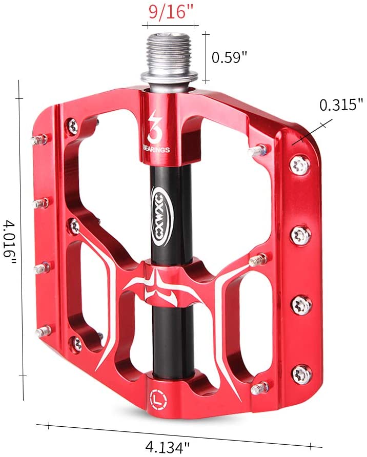 CXWXC Road/MTB Bike Pedals - 3 Bearings 9/16” Aluminum Alloy Bicycle P ...
