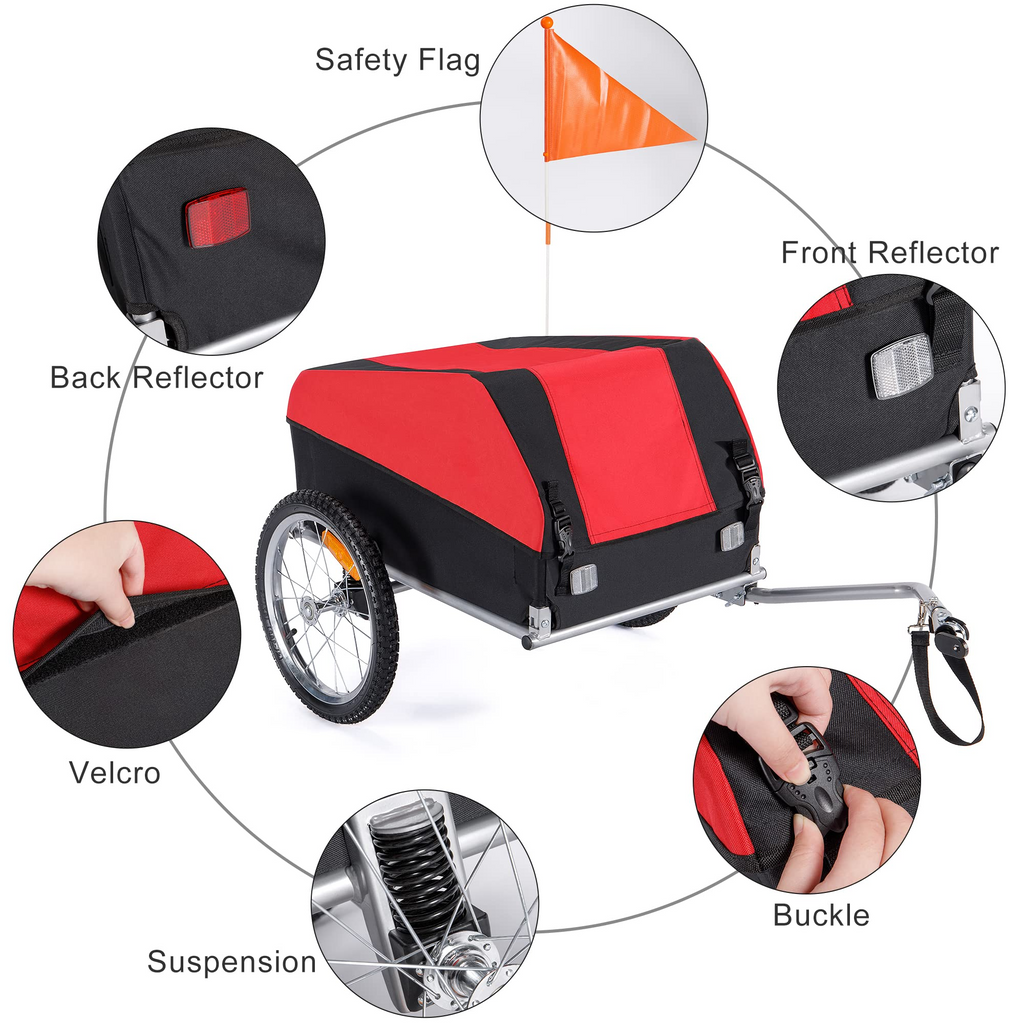 Bike Cargo Trailer, Foldable Frame 88 lbs Max Load, 16'' Quick-Release ...